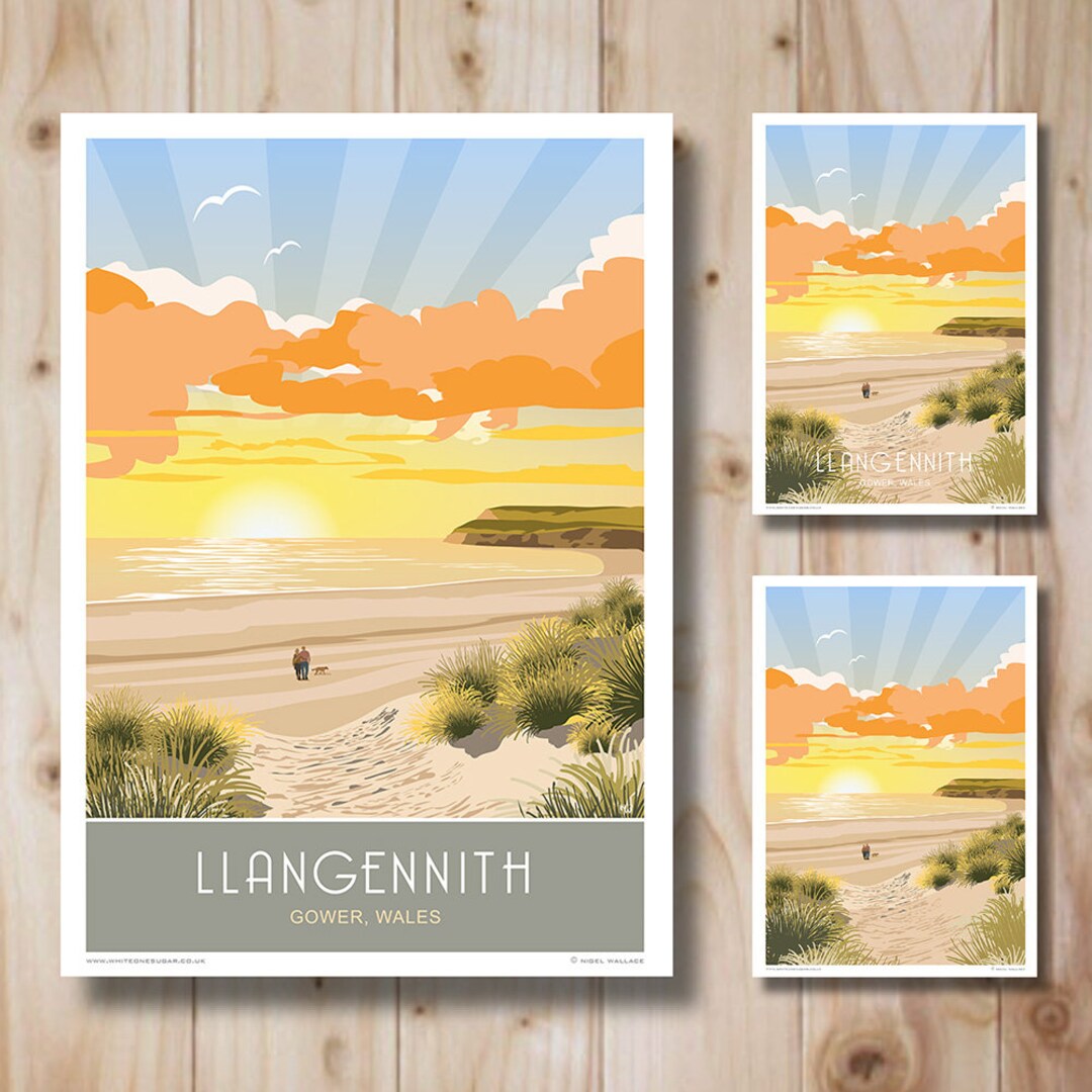 Llangennith Beach Sunset, Rhossili Bay, Gower, Wales. Portrait, in ...