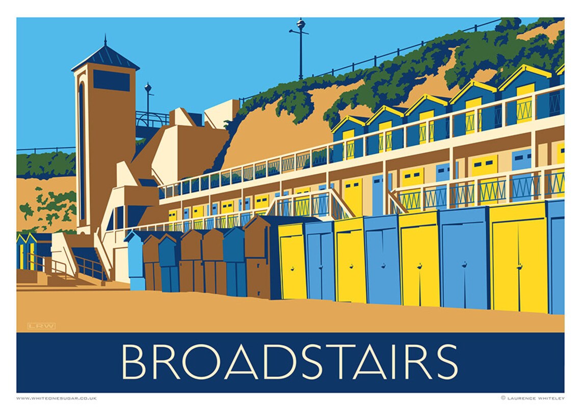 BROADSTAIRS HUTS. Art Print Travel Poster of Broadstairs Beach - Etsy