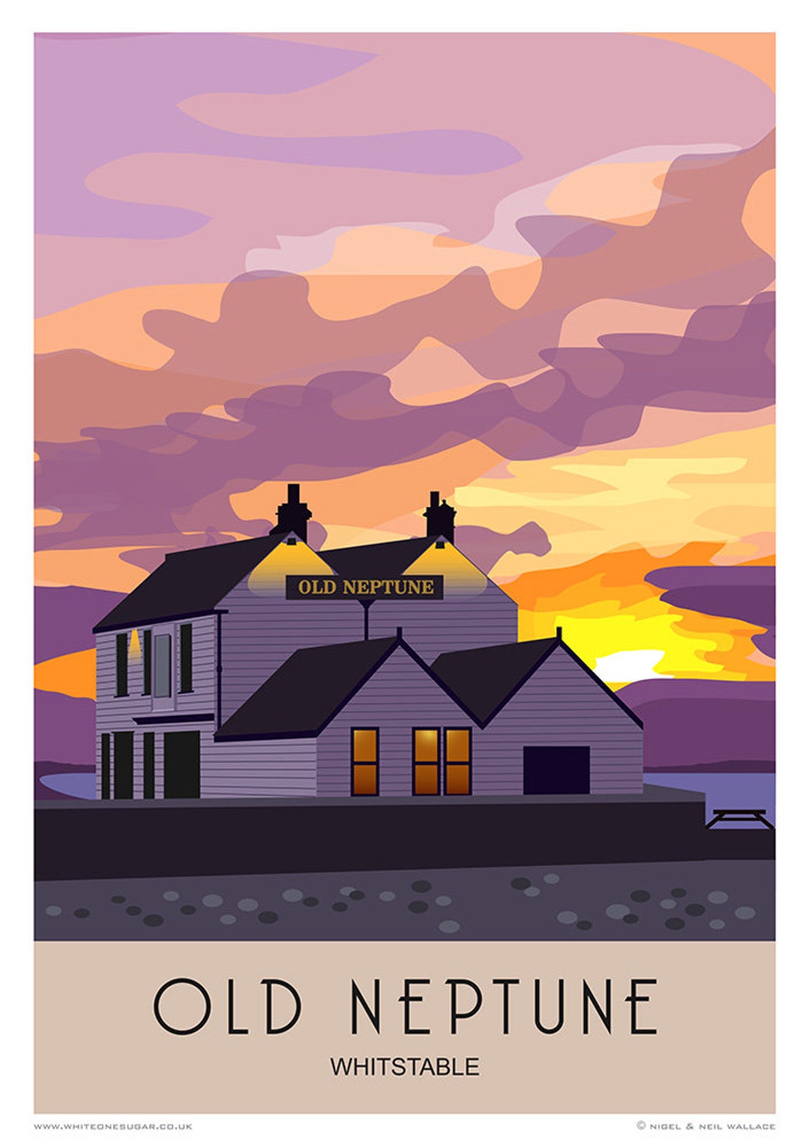 Old Neptune on the Beach at Sunset, Whitstable, Kent. A4, A3, A2, A1 ...