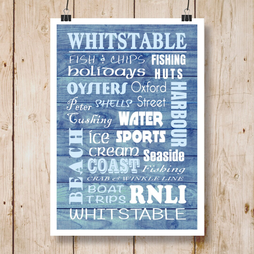 Whitstable Seaside Words. Travel Poster A4, A3, A2, A1 Portrait. - Etsy UK
