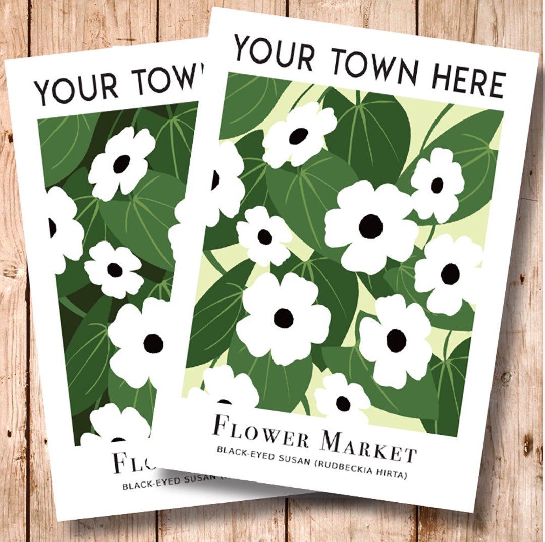 White Black Eyed Susan, Flower Poster. Personalise the Poster With Your ...