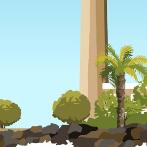 Meloneras Lighthouse Travel Poster, Beach, Gran Canaria, Canary Islands ...