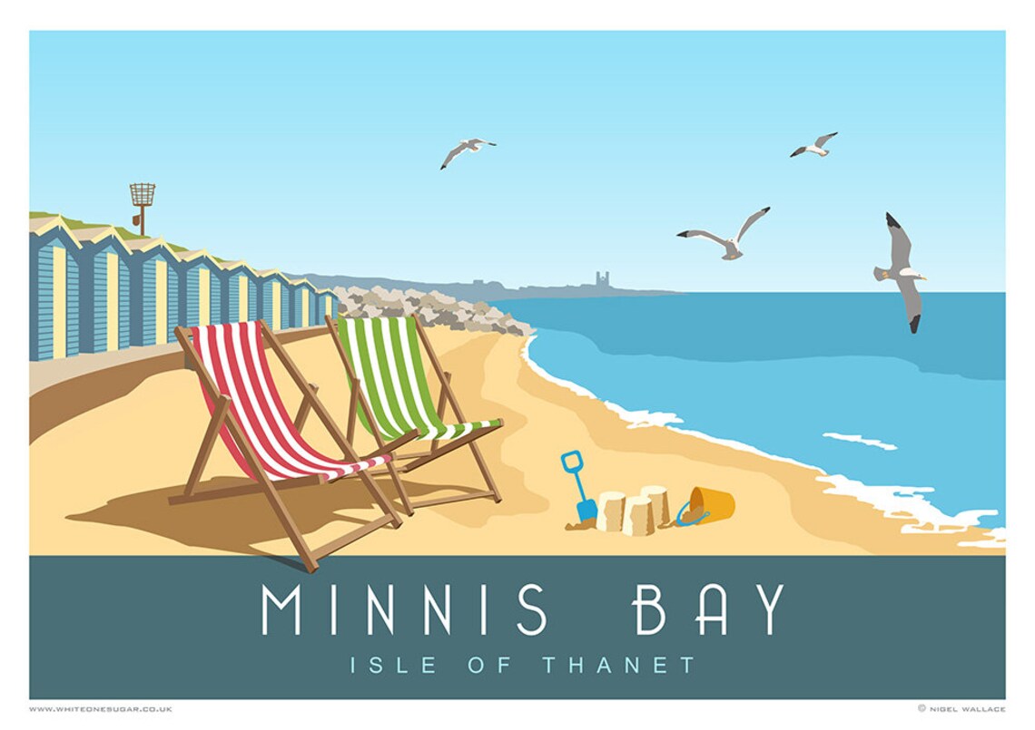 Minnis Bay Beach and Beach Huts. Portrait and Landscape A4 - Etsy UK