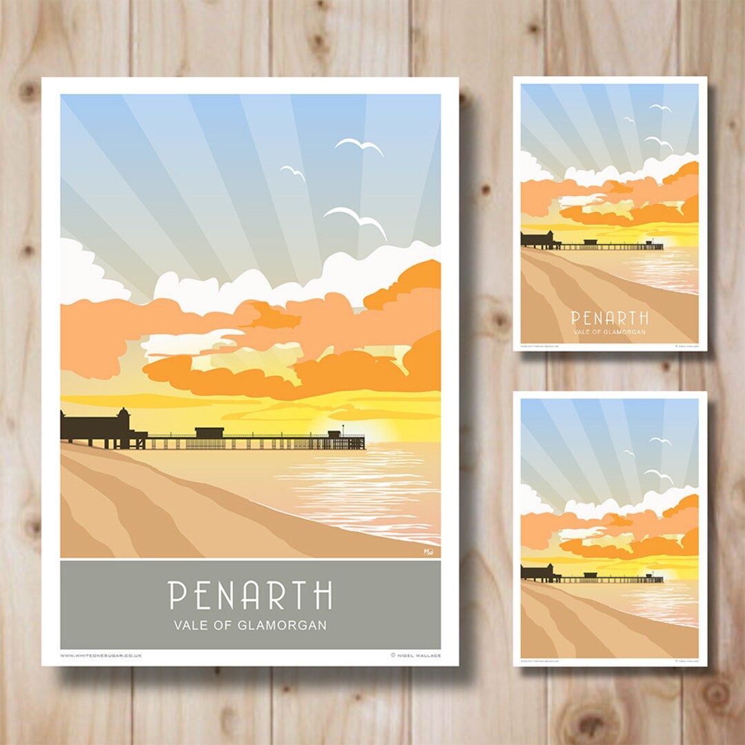 Penarth Beach Sunrise, Pier, Vale of Glamorgan, South Wales A4, A3, A2 ...