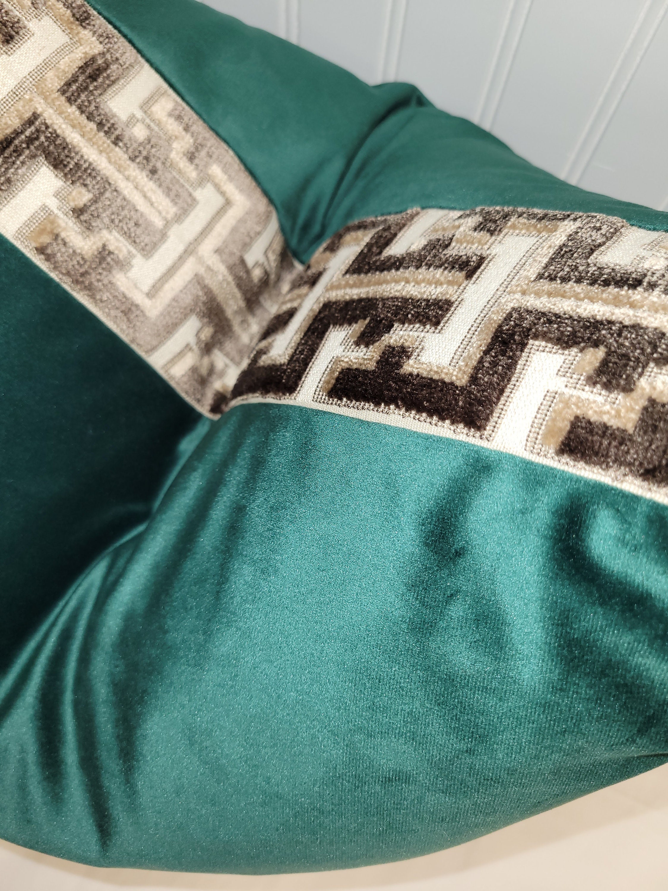Velvet, Dark Emerald, Green, Greek Key, Tape Trim, Border, Boxed, 24 X ...