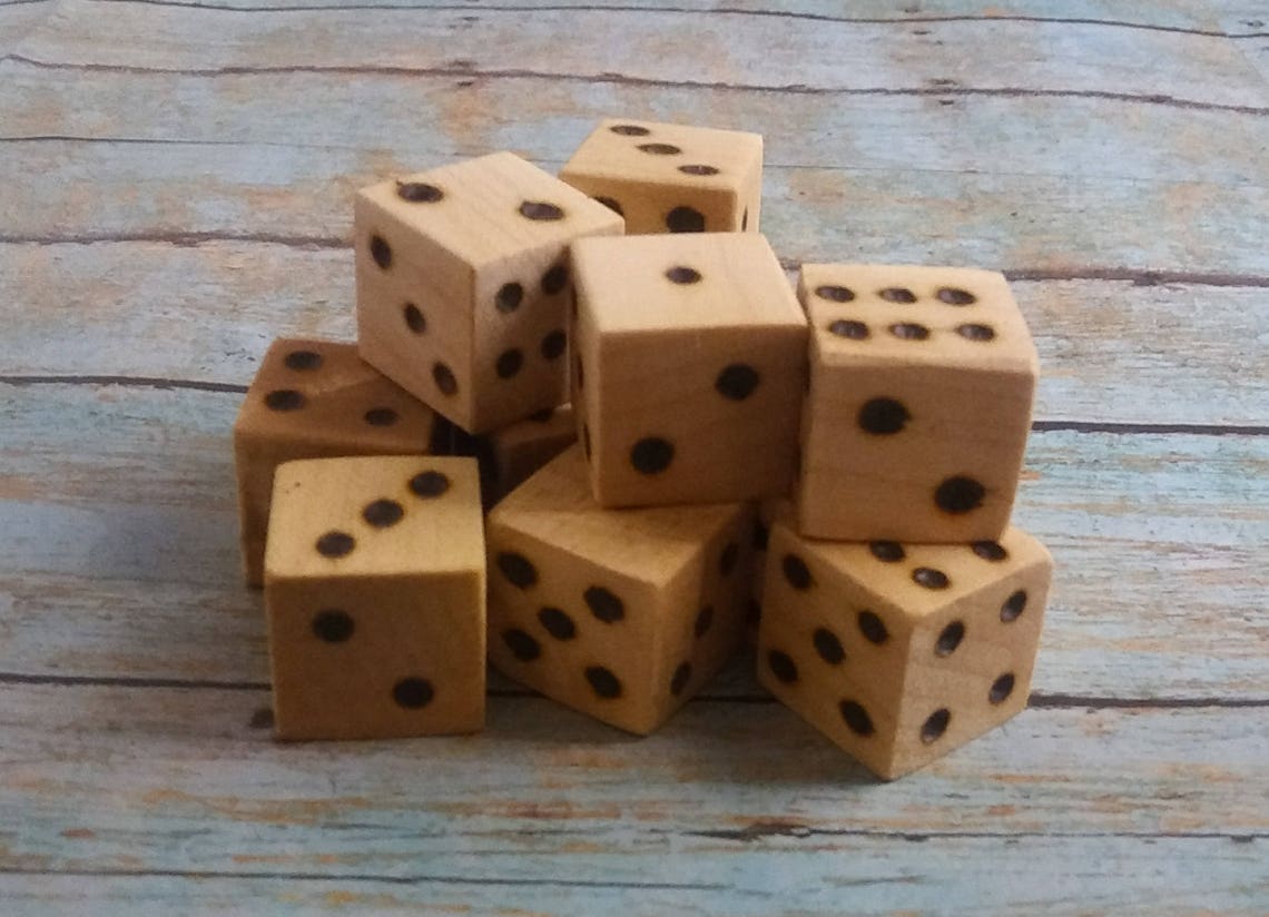 Handmade Wooden Dice in a Pouch - Etsy
