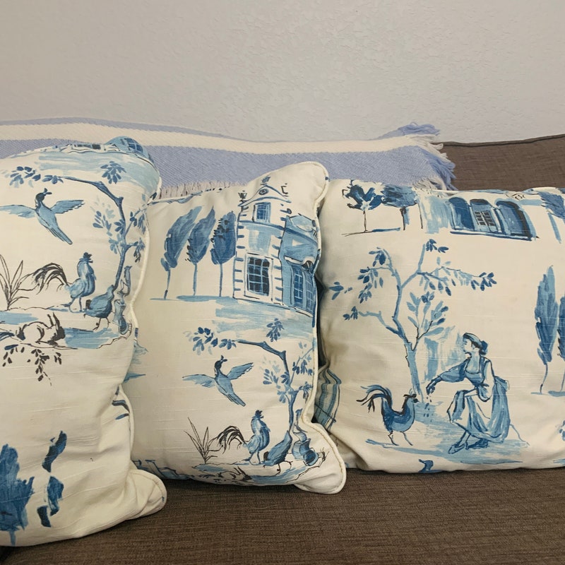 Light Blue Toile Fabric - Etsy