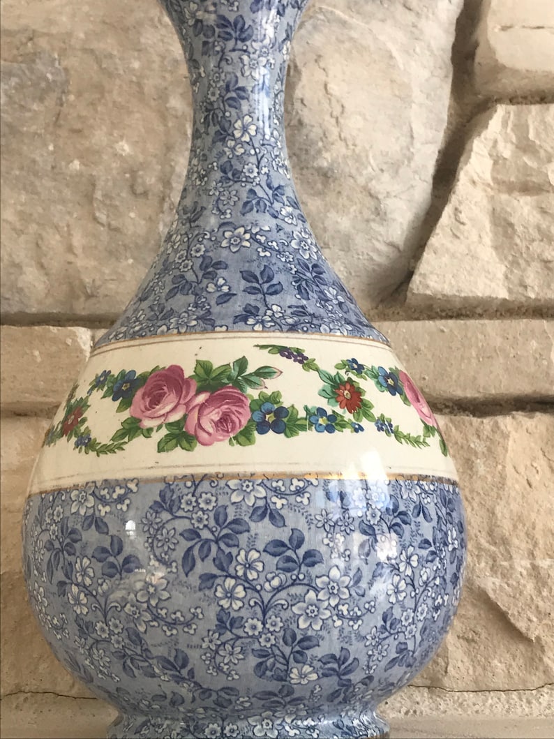 Circa 1910 J. Kent Fenton England Ye Olde Foley Ware Vase Blue | Etsy