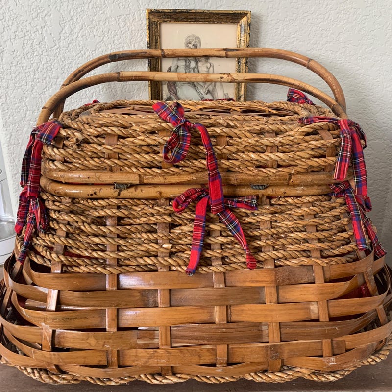 Plaid Picnic Basket - Etsy