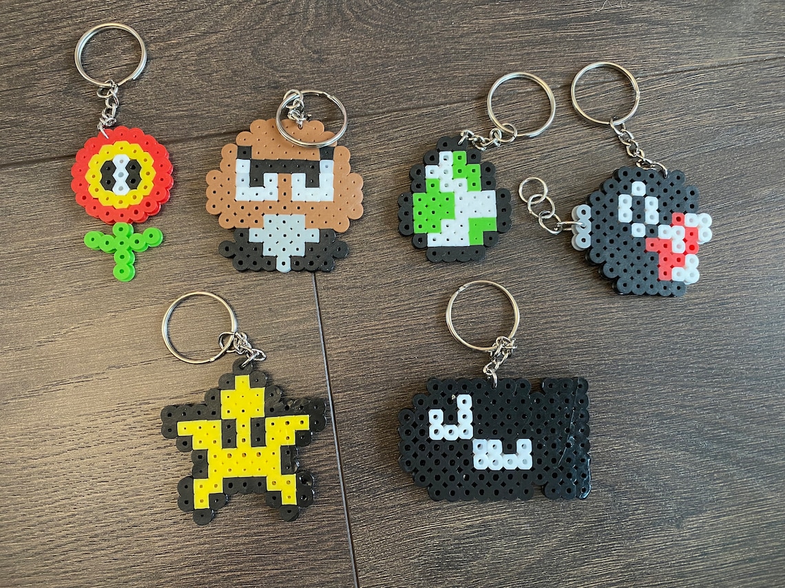 Super Mario Bros. Perler Beads Keychain Zipper Pull Handmade *FAST ...