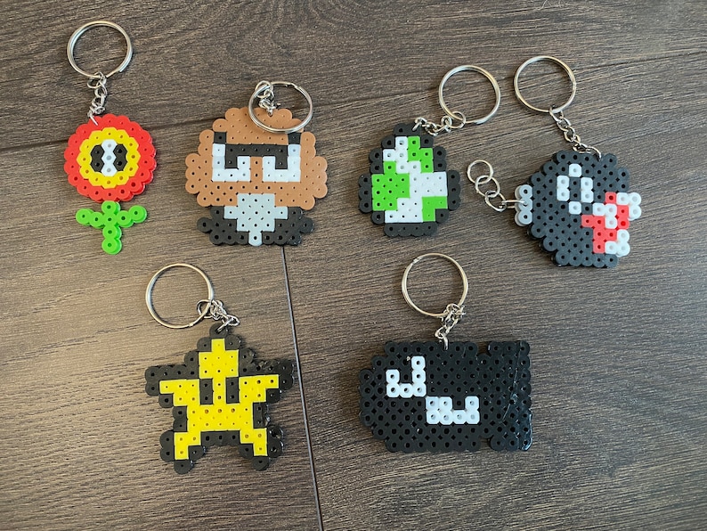 Super Mario Bros. Perler Beads Keychain Zipper Pull Handmade *FAST ...