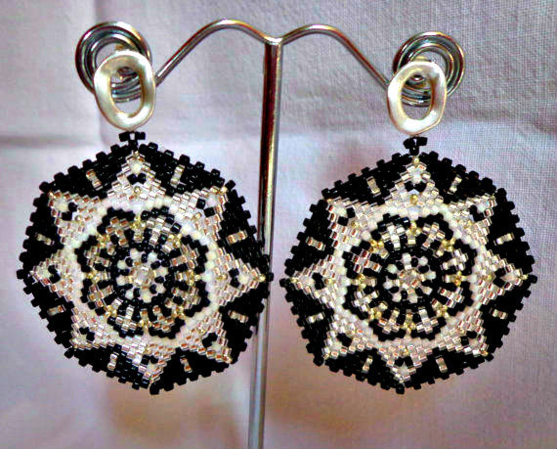 Earrings Peyote Tutorial Silver Stars Peyote Technique | Etsy