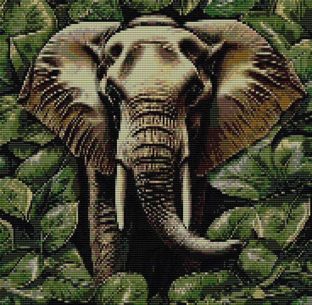 2 Peyote and Loom Patterns - Elephant Tapestry - 21 Colors - Delica ...