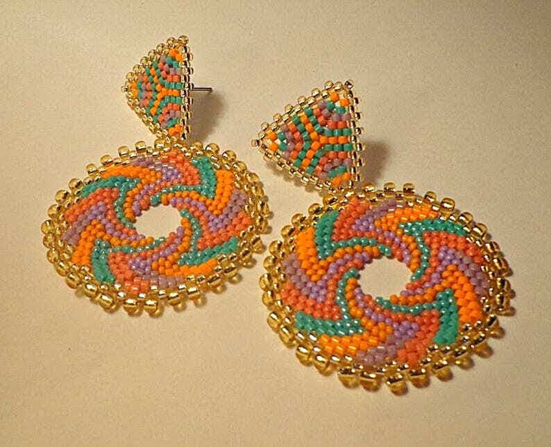 Hoop Earrings Peyote Tutorial Circular Peyote Technique With - Etsy UK