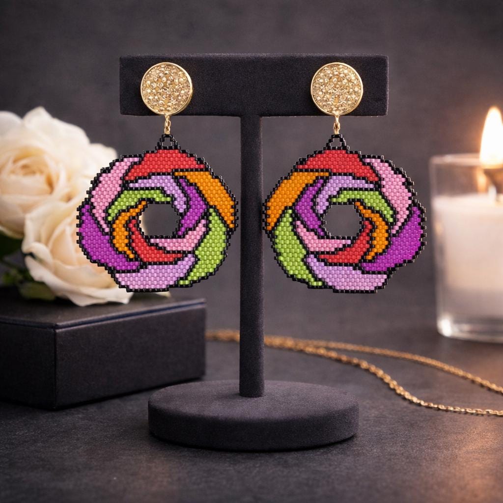 Peyote Brick Stitch Pattern - Earrings Freeform - Delica Miyuki 11/0 ...