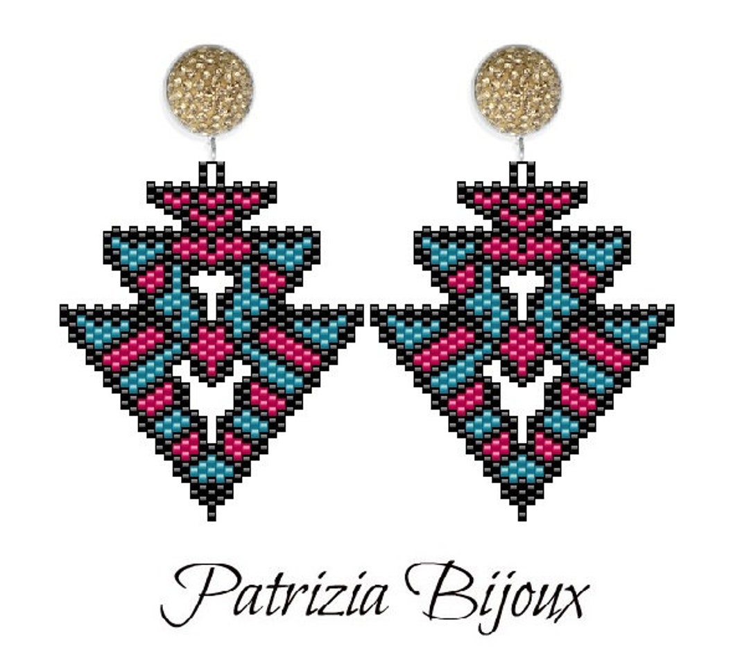 3 Peyote Patterns - Harmony Freeform Earrings Inca Inspiration - Odd ...