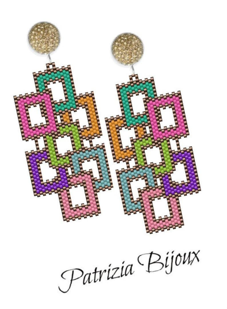 Geometric Earrings Pattern Peyote and Loom - Etsy