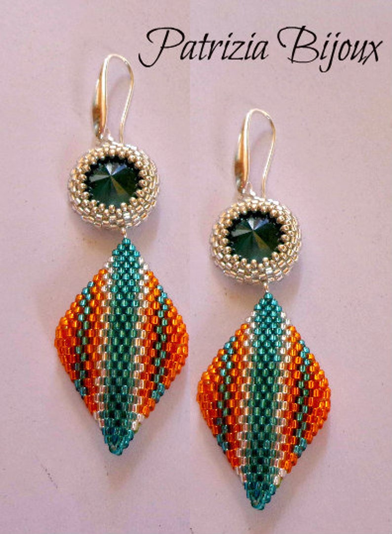 "geometrie" Drop Earrings Tutorial - Peyote Stitch With Rocailles and ...