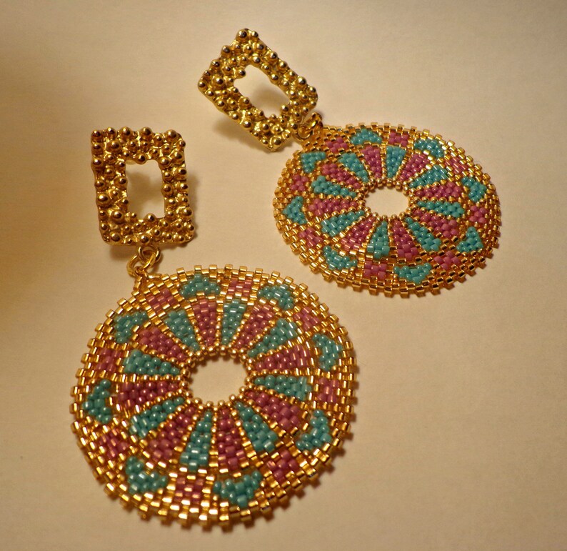 Circular peyote tutorial Hoop earrings Maya | Etsy