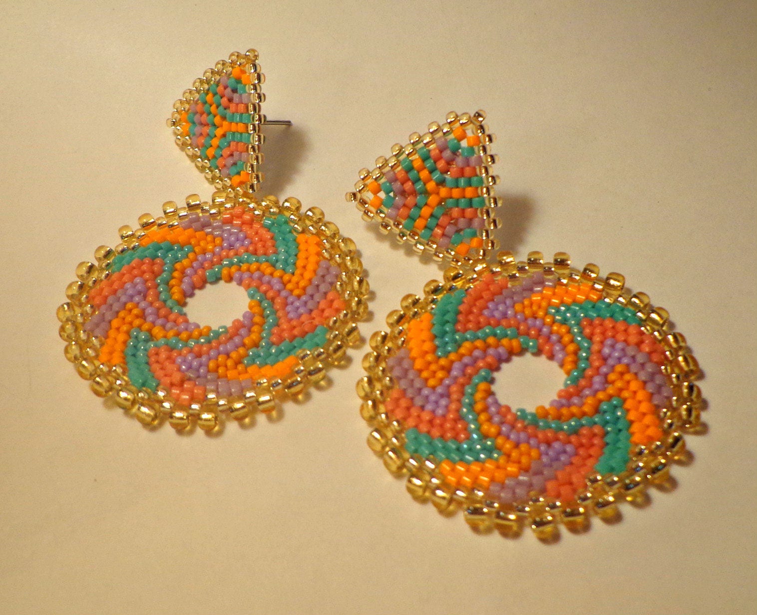 Hoop Earrings Peyote Tutorial Circular Peyote Technique With | Etsy UK