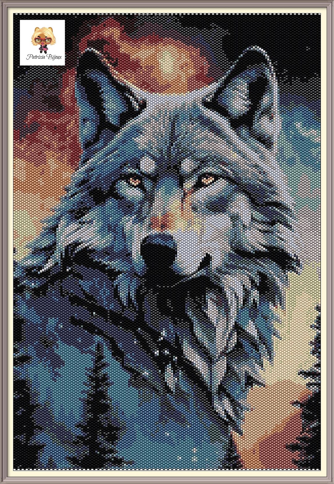 2 Patterns Peyote and Loom Wolf Tapestry Only 20 Colors Delica Miyuki ...