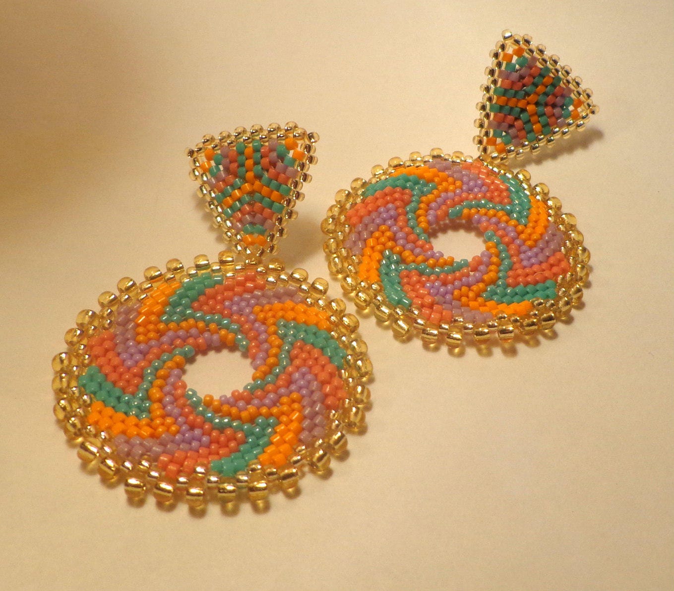 Hoop Earrings Peyote Tutorial Circular Peyote Technique With - Etsy UK