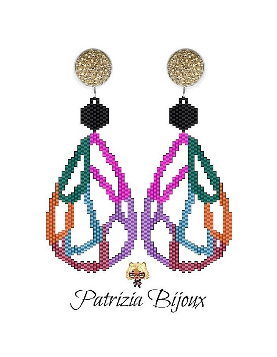 Pattern Peyote Brick Stitch Earrings Freeform 1171 Tutorial - Etsy