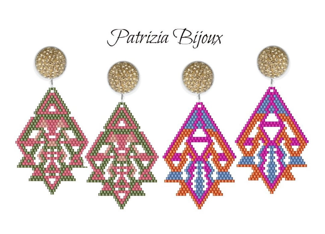 2 Peyote Brick Stitch Patterns - Earrings Freeform Inspiration - Delica ...