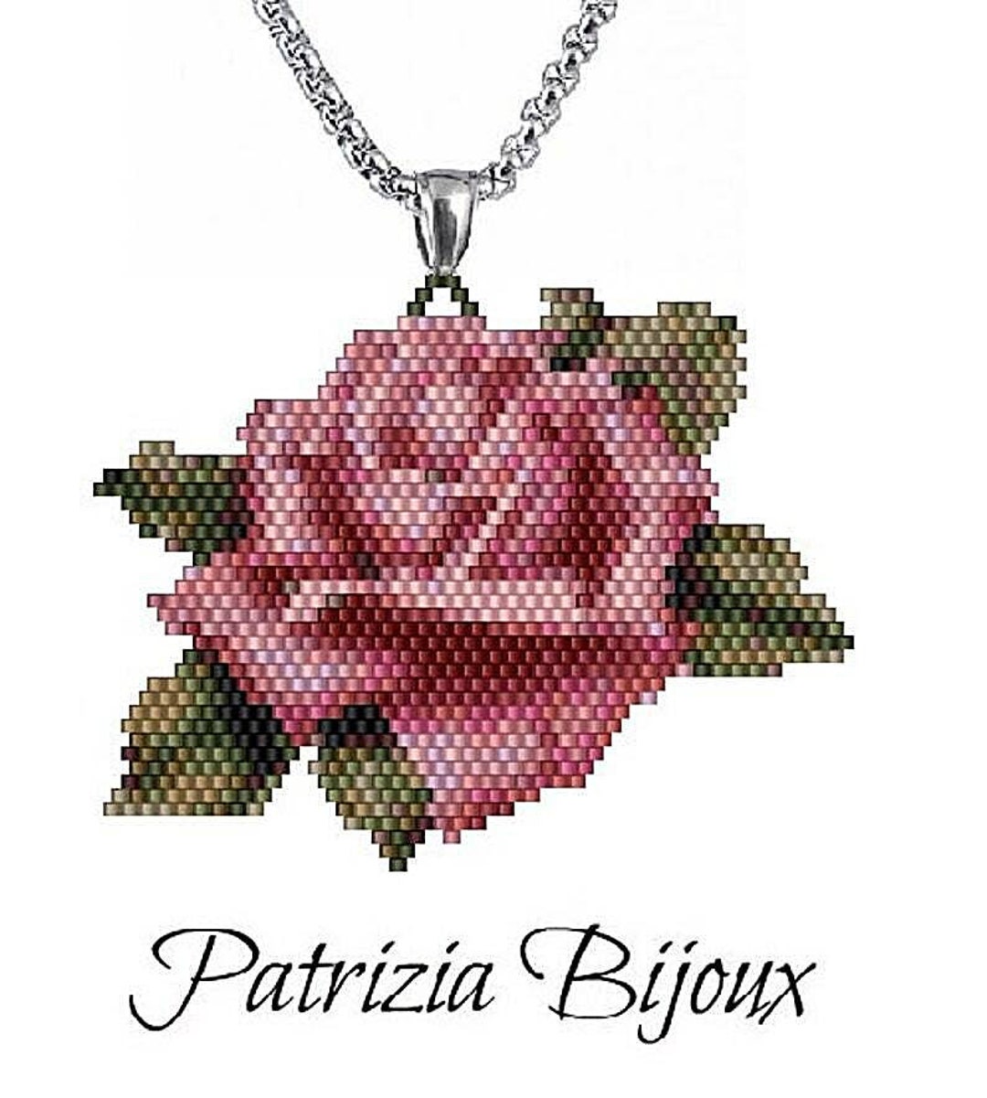 Peyote Brick Stitch Pattern Pendant Roses Delica Miyuki Tutorial Pdf ...