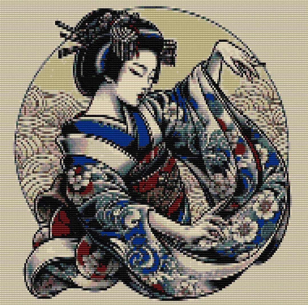 2 Peyote and Loom Patterns - Geisha - Japanese Art / Tapestry - 22 ...