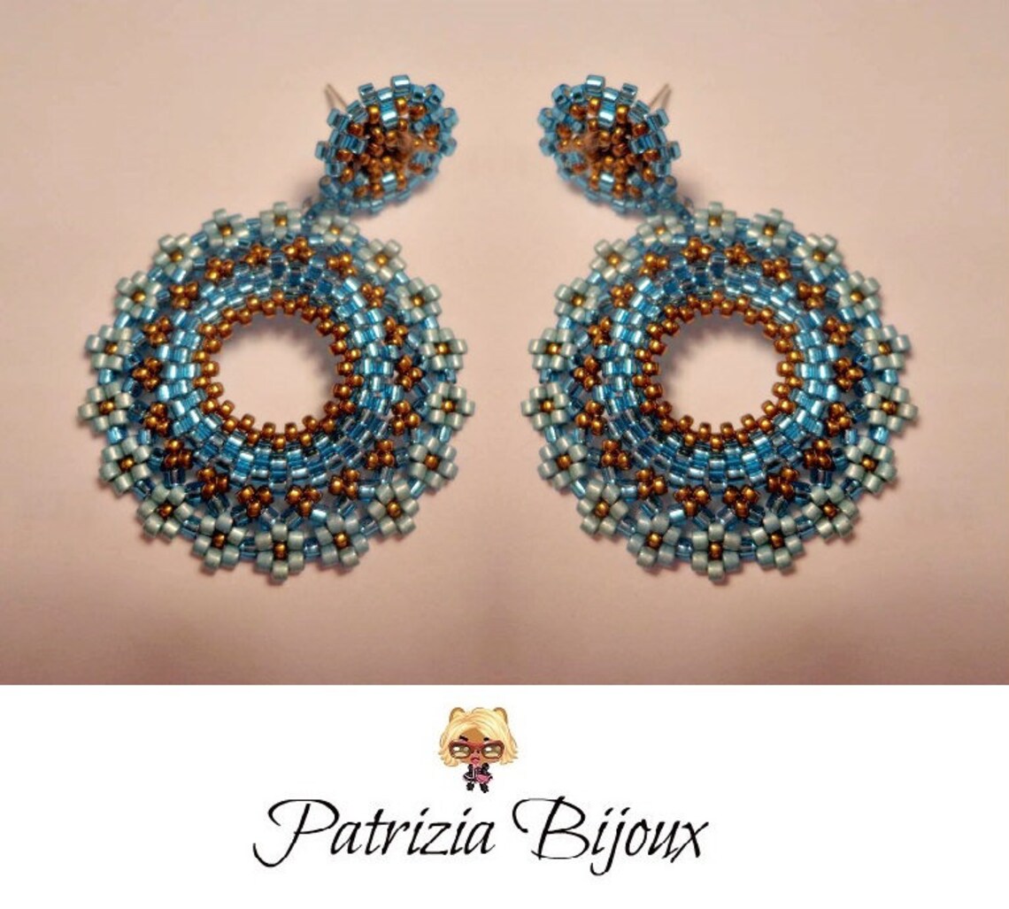 Hoop earrings peyote tutorial Sea Flowers Earrings | Etsy