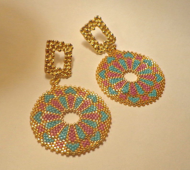 Circular peyote tutorial Hoop earrings Maya | Etsy