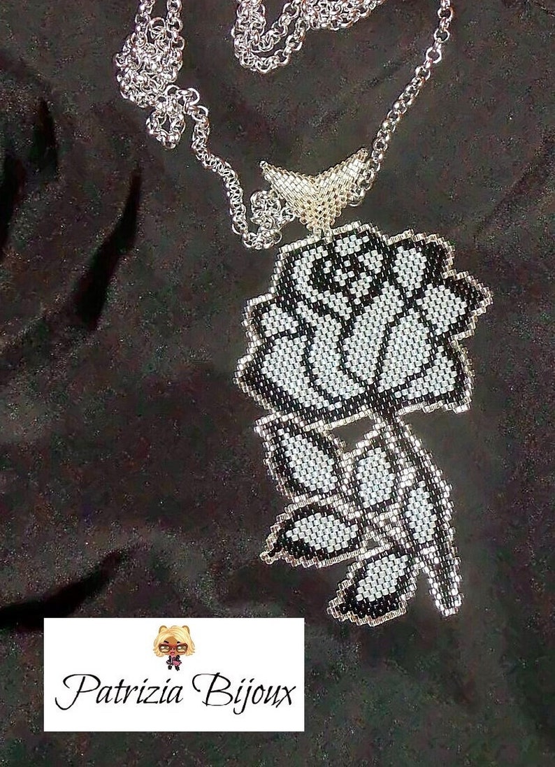 Peyote Brick Stitch Pattern Pendant Roses Delica Miyuki | Etsy