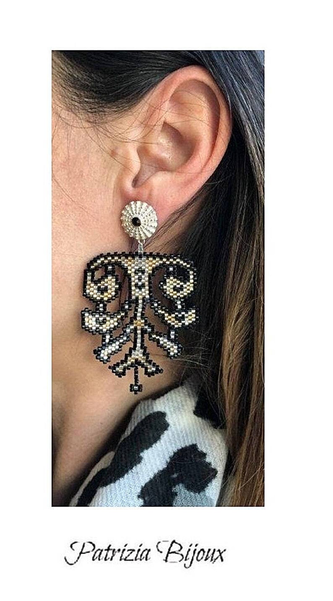 Peyote Brick Stitch Freeform Earrings or Pendant India Inspiration - 4 ...