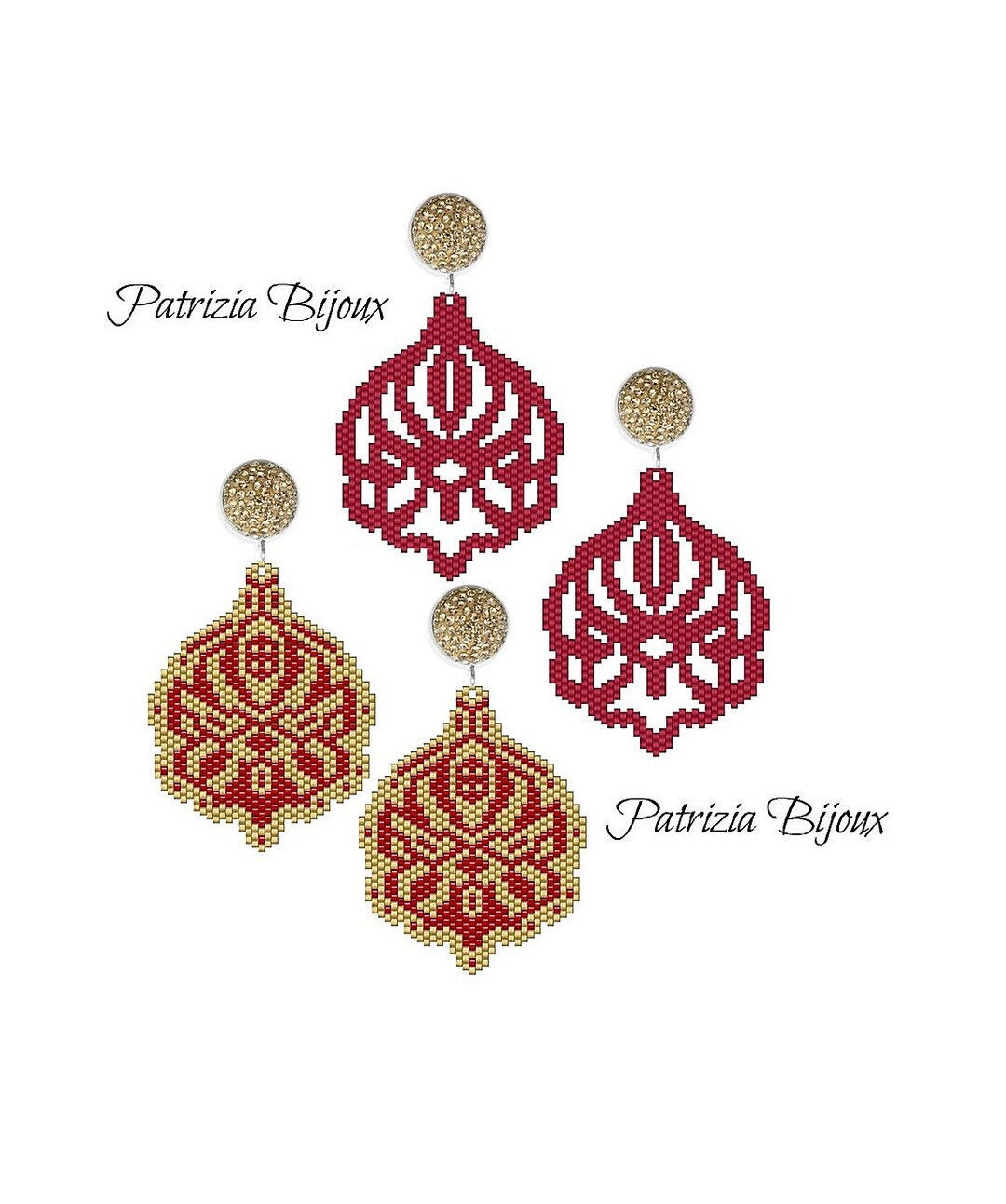 2 Patterns Peyote Brick Stitch Earrings Freeform - 1113 Tutorial - Etsy