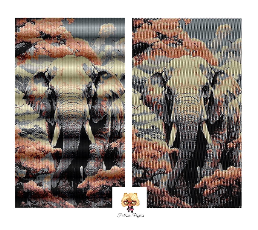 2 Patterns Peyote and Loom - Elephant Tapestry - Only 19 Colors ...
