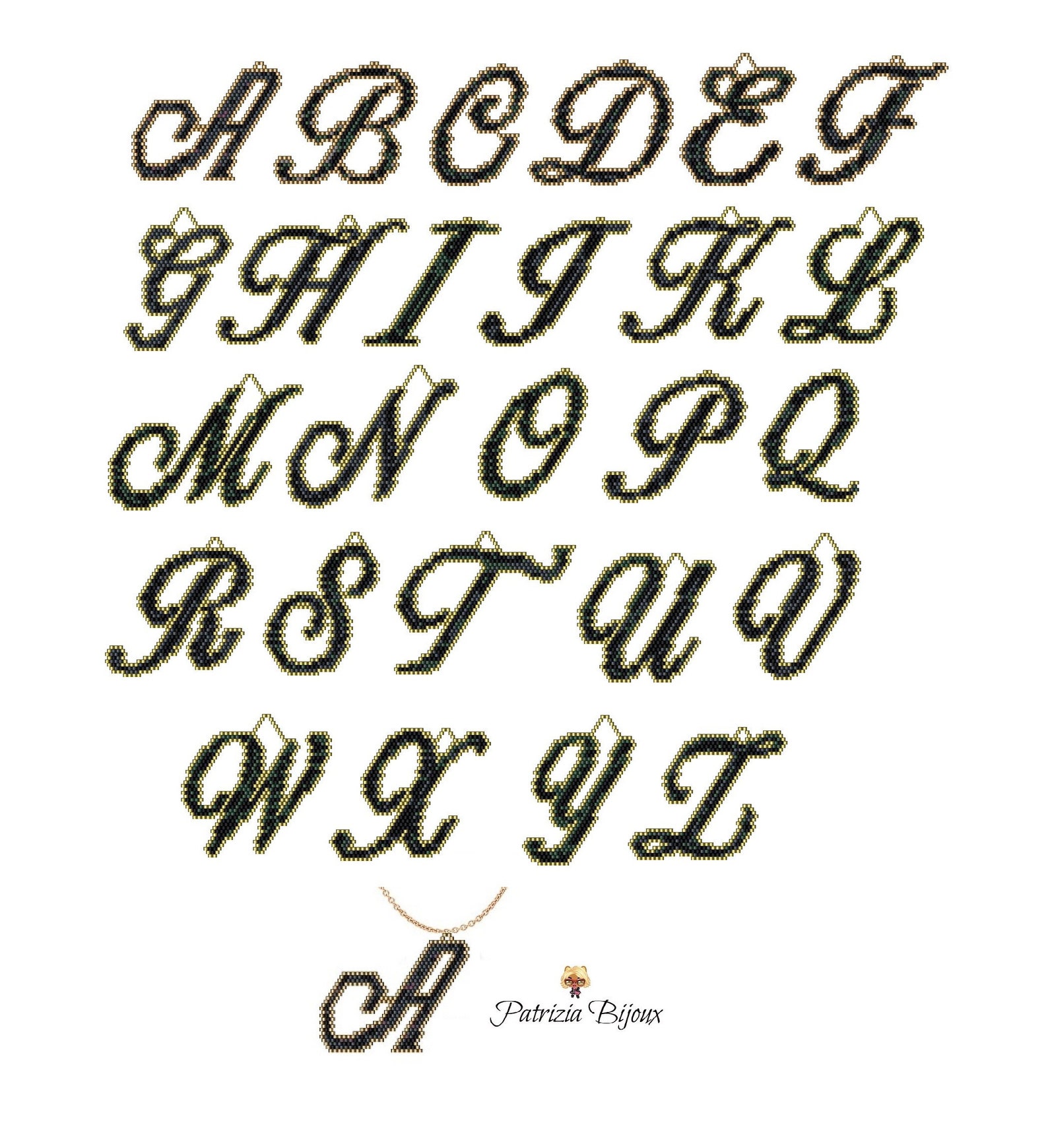 Chistmas Gift Idea - Peyote Brick Stitch Pattern Initials Name Pendant ...
