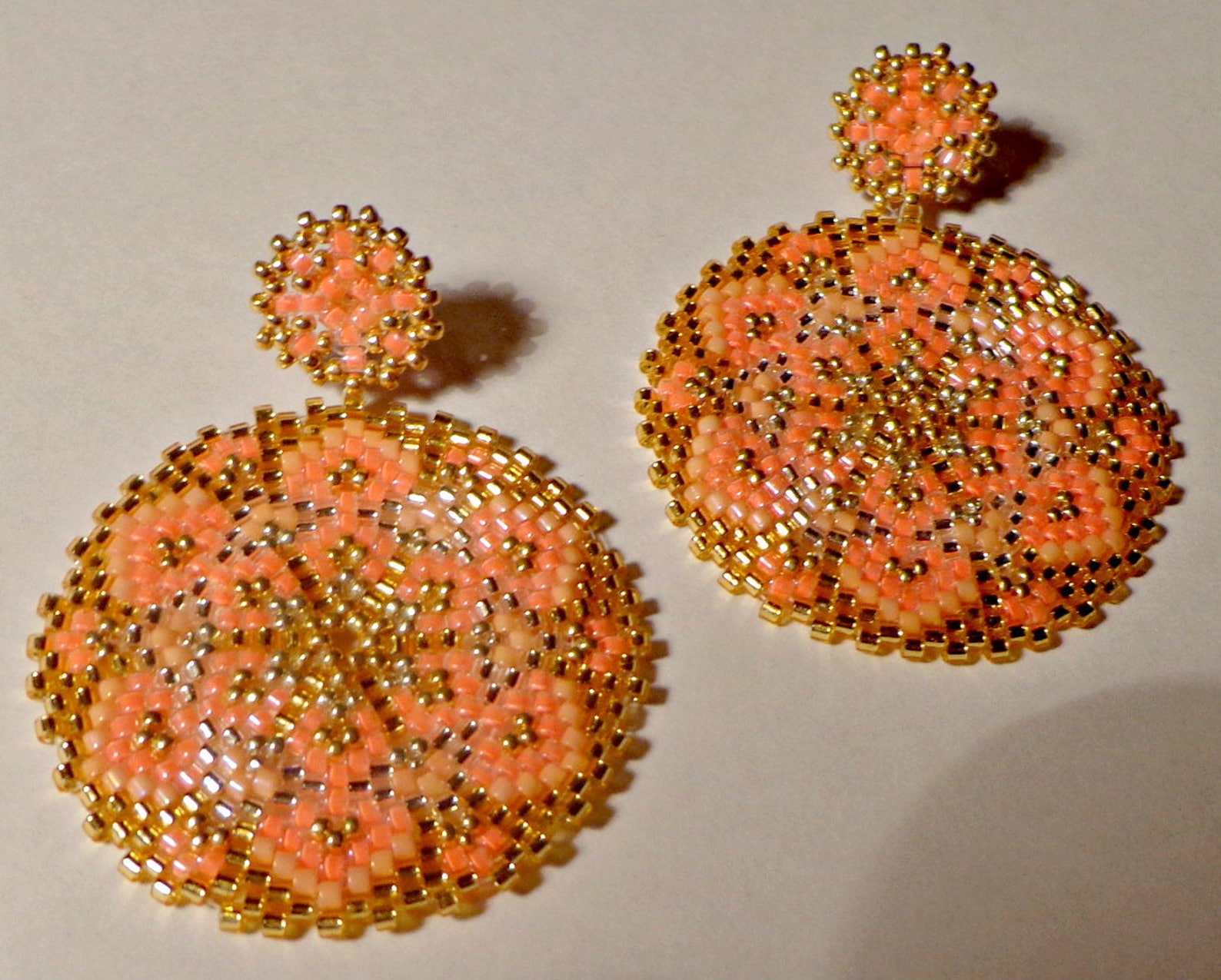 Earrings Peyote Tutorial Pink Flowers Peyote Technique | Etsy