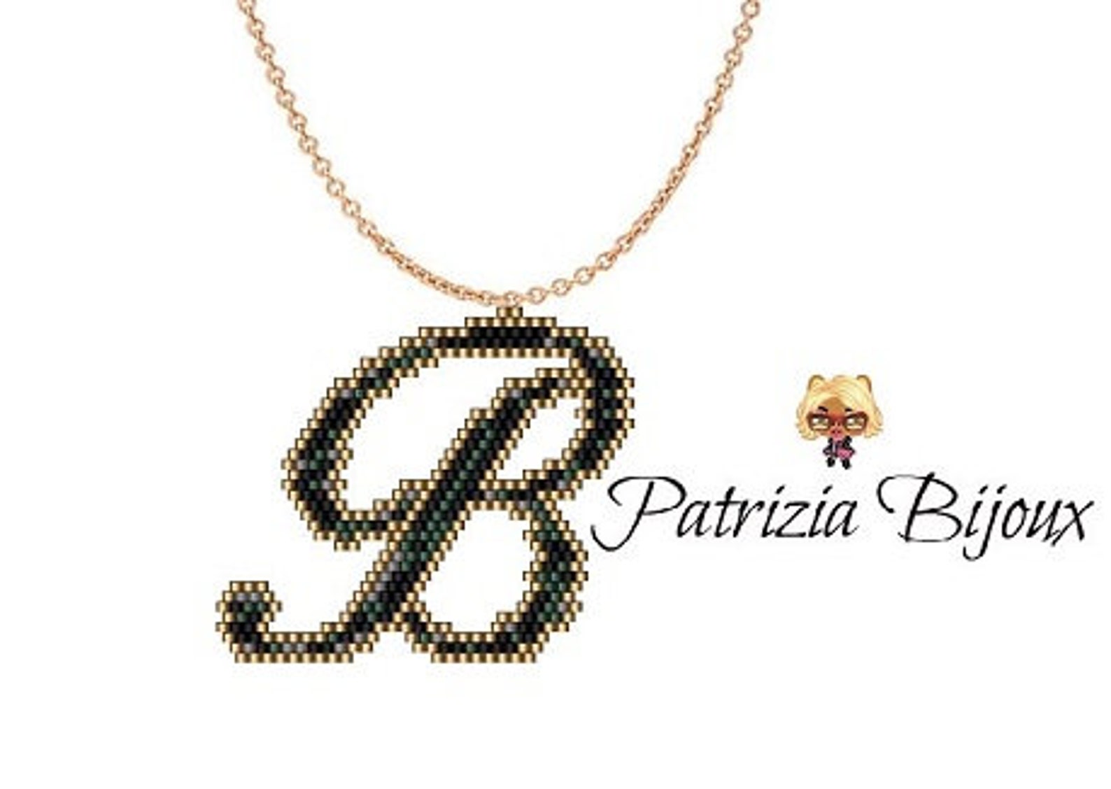 Chistmas Gift Idea - Peyote Brick Stitch Pattern Initials Name Pendant ...