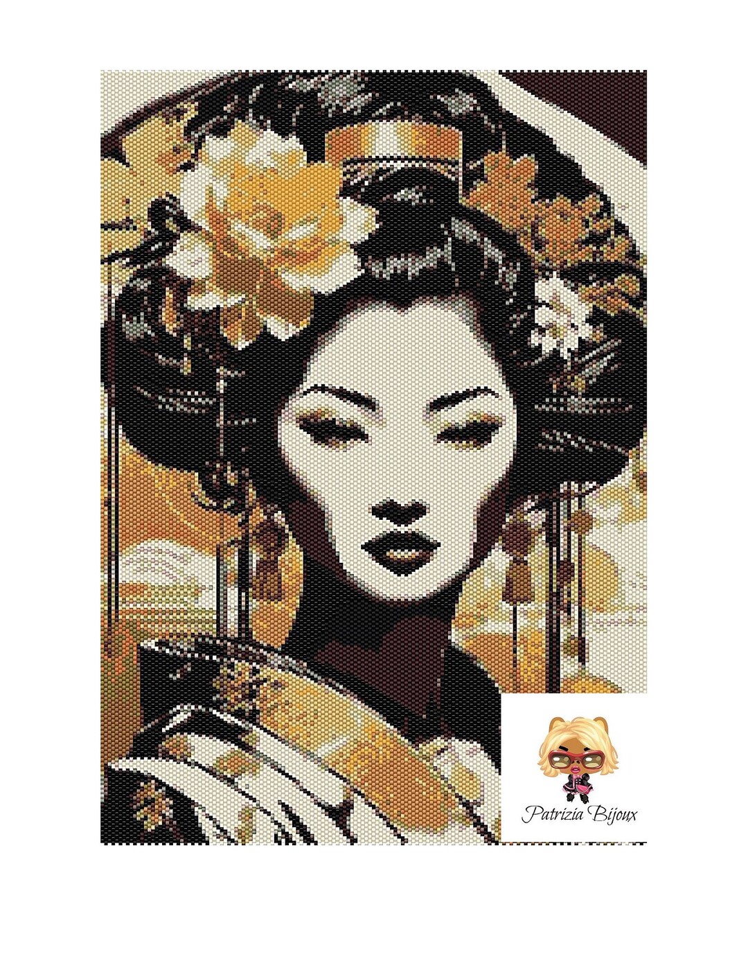 Peyote Pattern - Japanese Girl Art - Geisha - 19 Colors - Delica Miyuki ...
