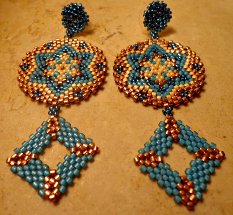 Earrings peyote Tutorial Southern Star Technical peyote with | Etsy
