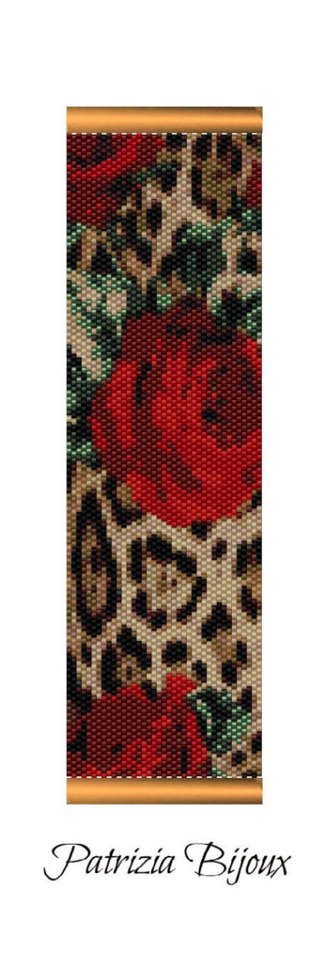 Peyote Bracelet Pattern Fantasy Rose Leopard Pattern 632 | Etsy