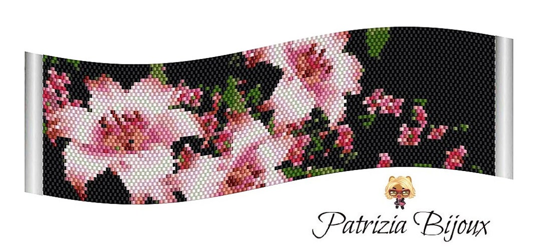 Peyote Bracelet Pattern Mod. Fantasy Flowers Orchids - Odd Peyote With ...