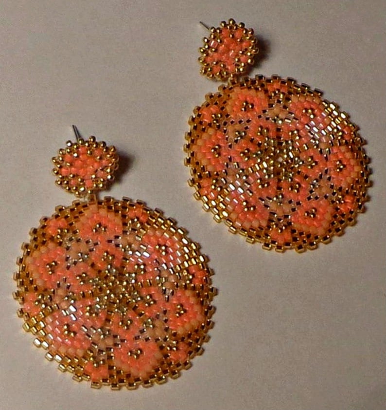 Earrings Peyote Tutorial Pink Flowers Peyote Technique | Etsy
