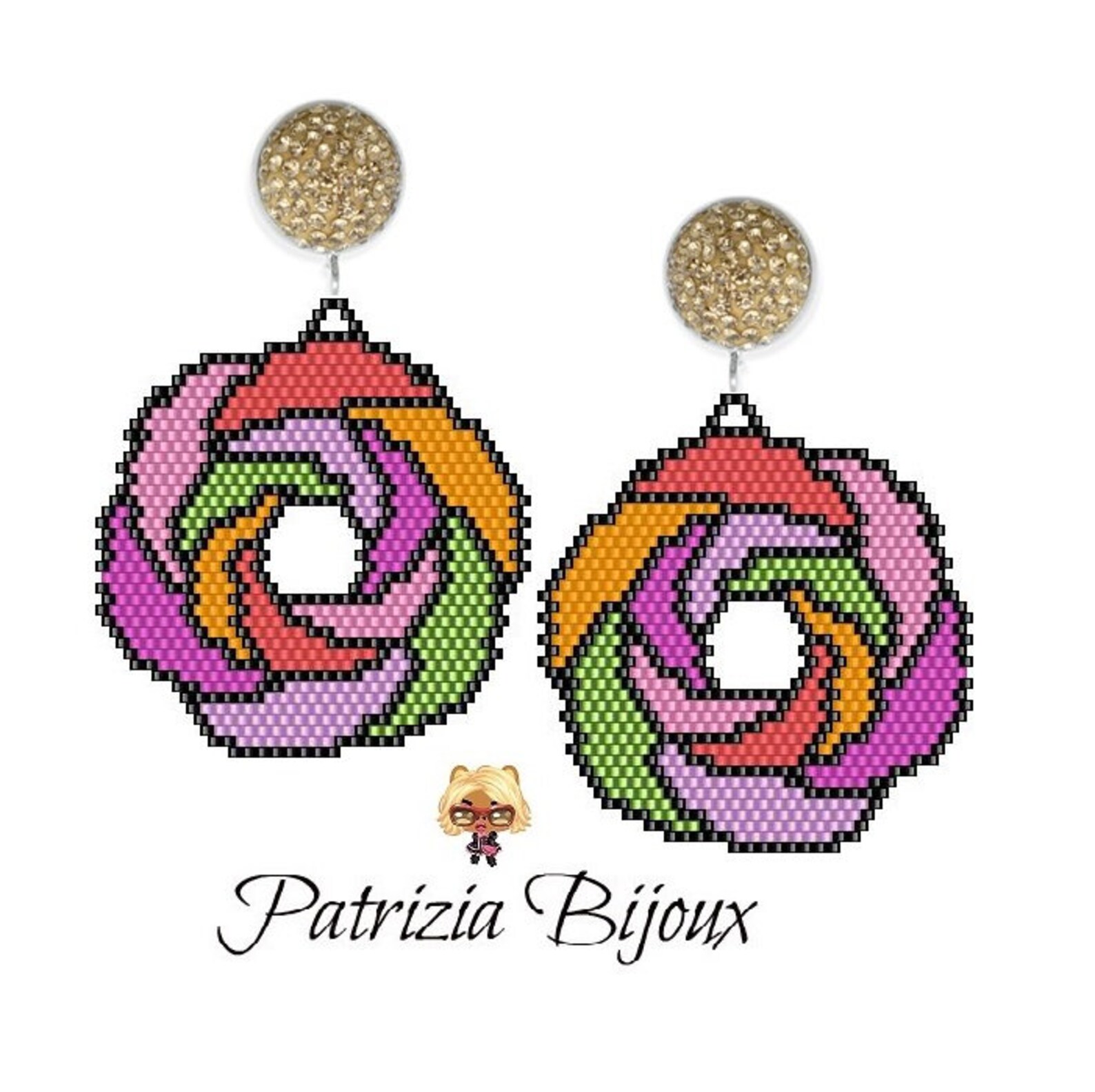 Pattern Peyote Brick Stitch Freeform Earrings 1155 Tutorial - Etsy