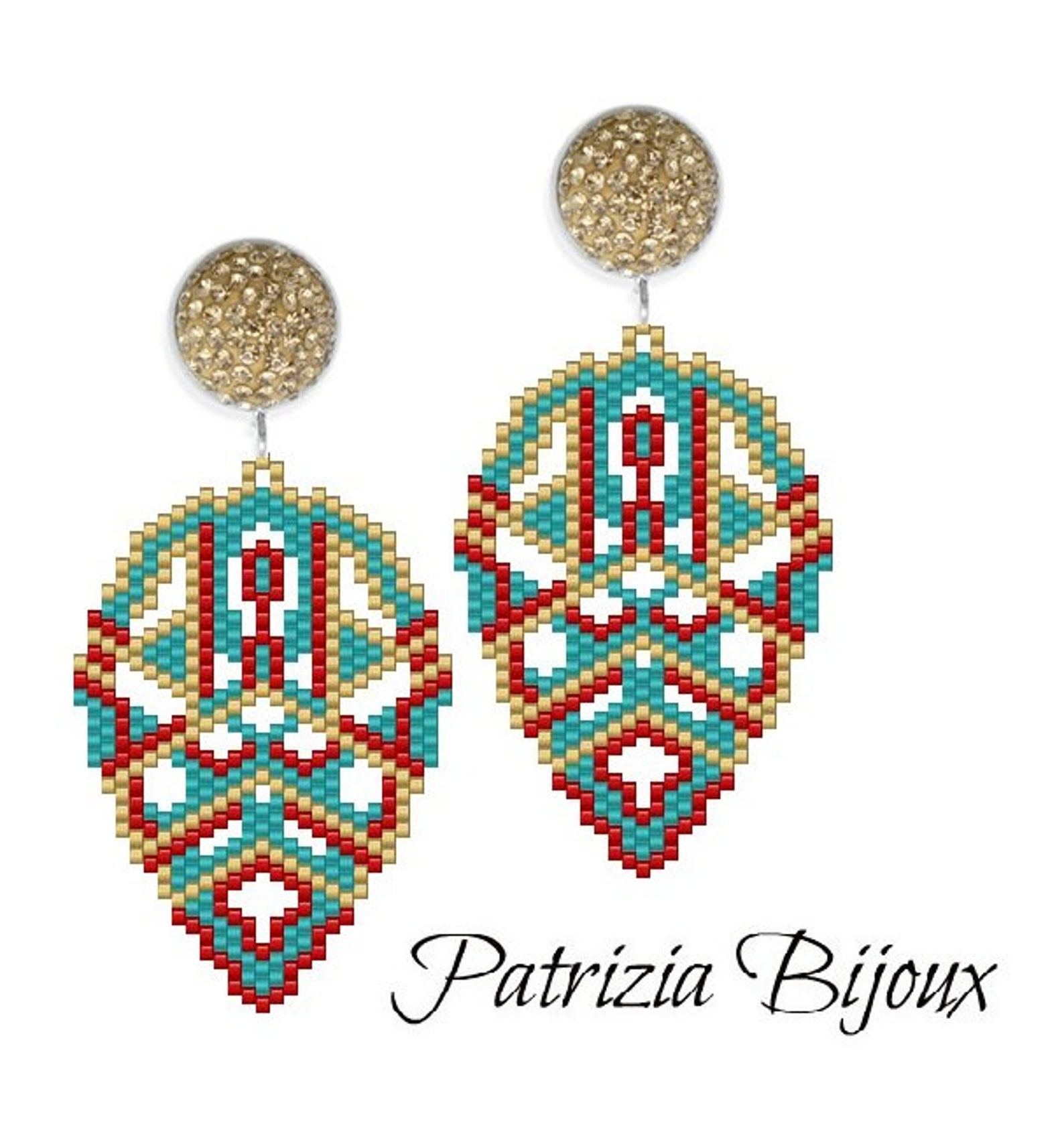 2 Patterns Peyote Brick Stitch Earrings Freeform 1104 - Etsy