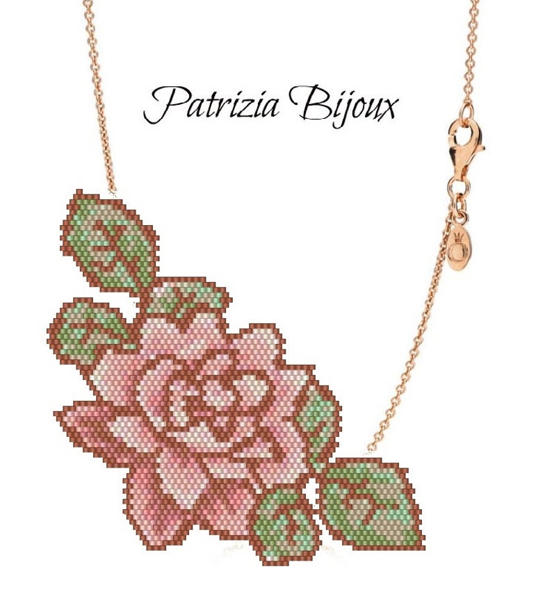 Peyote Brick Stitch Pattern Necklace Roses Delica Miyuki | Etsy