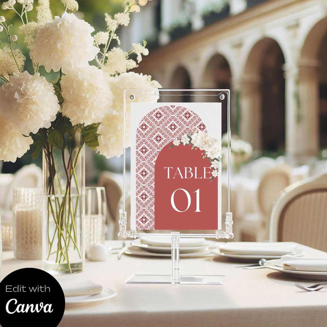Digital Tatreez Print Table Numbers Template, Printable Table Numbers ...