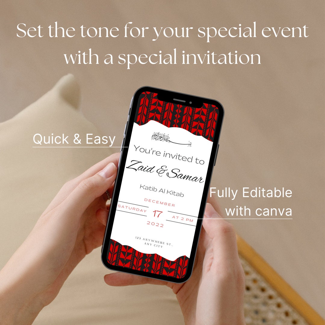 Digital Arab Wedding Invitation, Palestinian Embroidery, Arab Henna ...