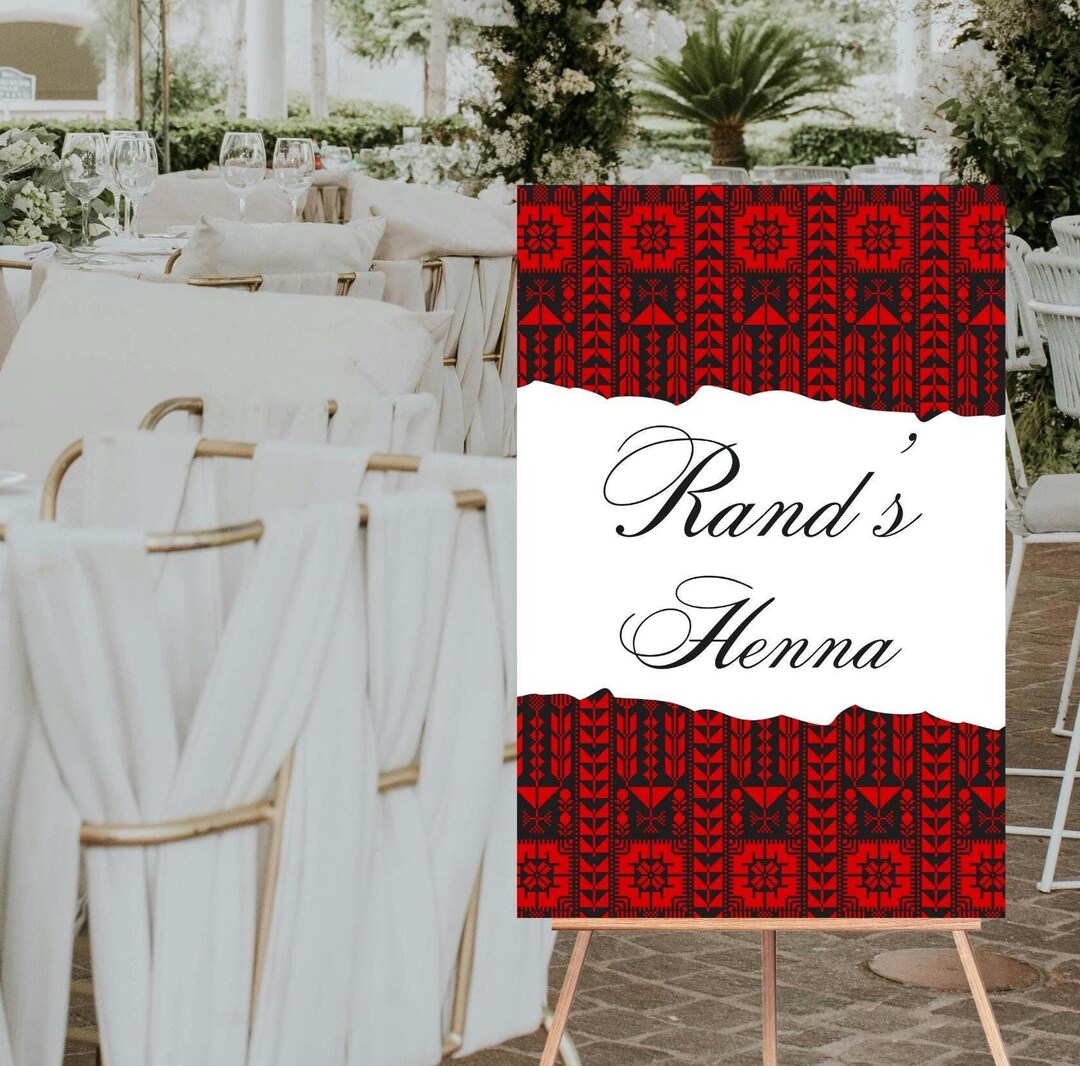 Editable Welcome Sign, Henna Night, Palestinian Tatreez Print, Custom ...